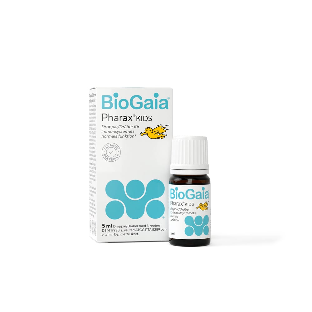 Köp BioGaia Pharax Kids D-droppar & Mjölksyrabakterier 5 ml | Apohem
