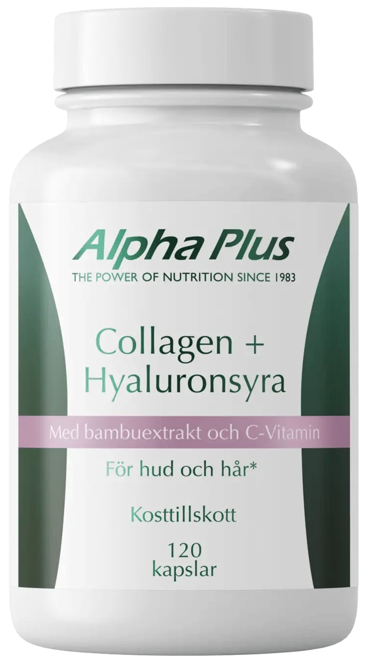 Köp Alpha Plus Collagen + Hyaluronsyra 120 kapslar | Apohem