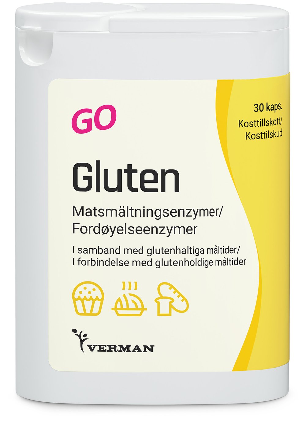 Köp Verman Gluten GO Matsmältningsenzymer 30 kapslar | Apohem