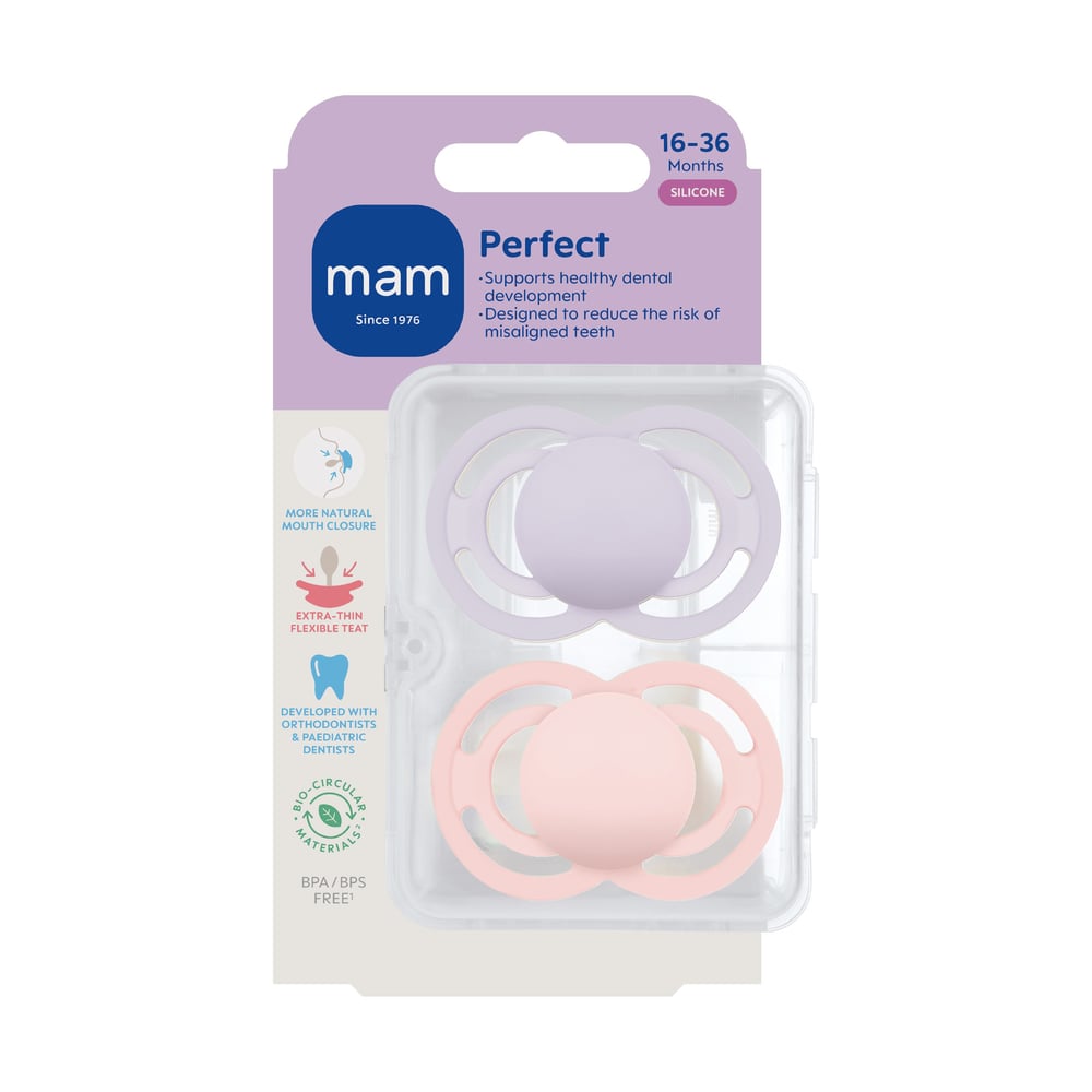 Köp MAM Perfect Nappar 16-36 Månader Silikon 2 st - Olika fä | Apohem