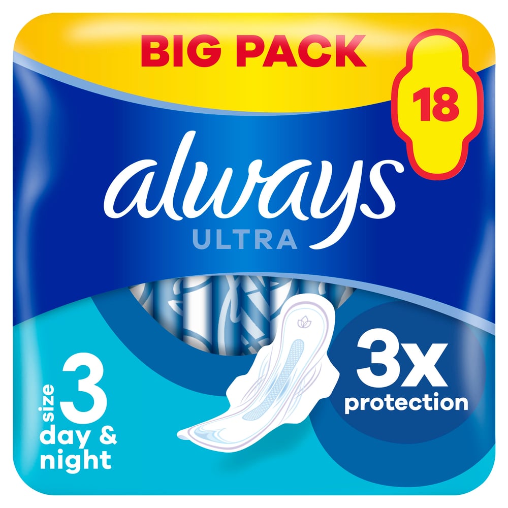 Köp Always Ultra Day & Night Size 3 Wings Bindor 18 st | Apohem