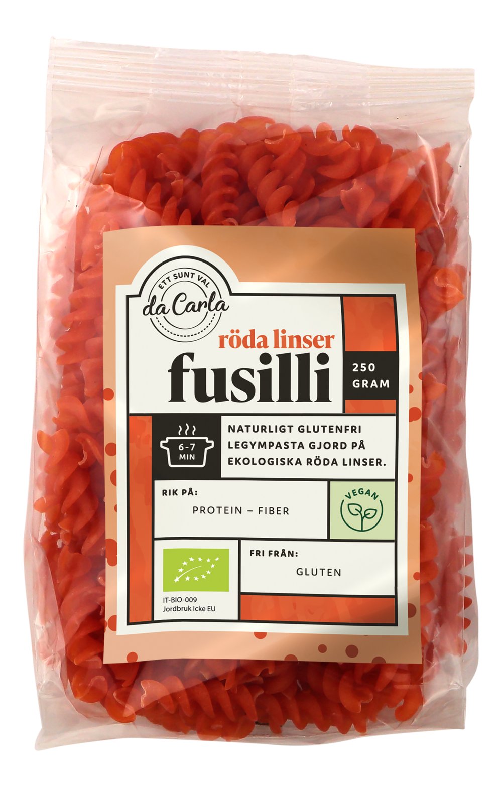 Köp Da Carla Pasta Röda Linser 250 g | Apohem