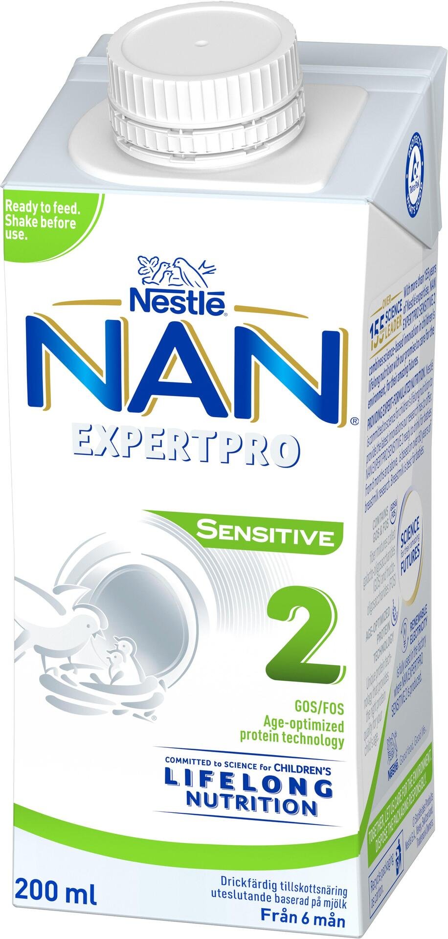 Köp Nestlé NAN Expertpro Sensitive 2 drf 6 månader 200 ml | Apohem