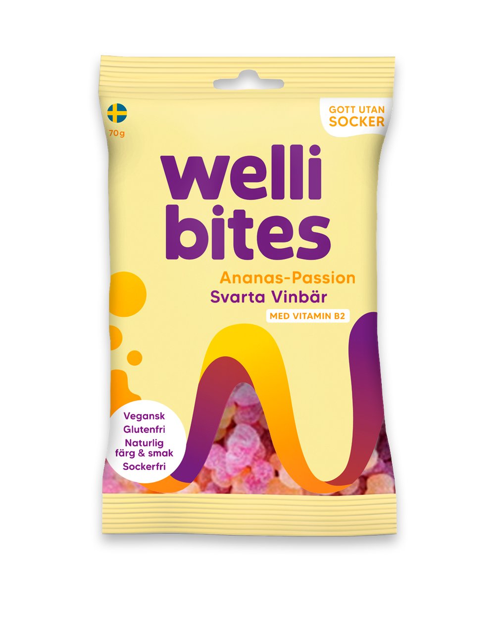 Köp Wellibites Ananas-Passion & Svarta Vinbär 70g | Apohem