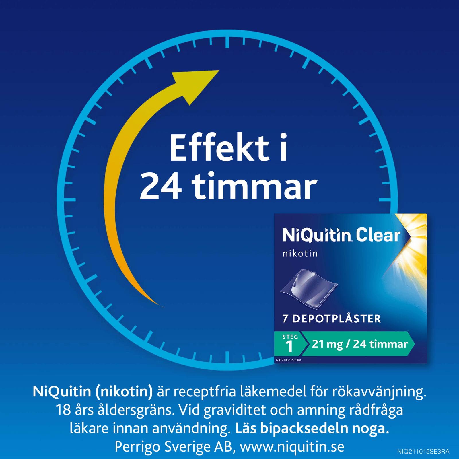Köp Niquitin Clear 21 mg / 24 timmar Depotplåster Nikotinplå | Apohem