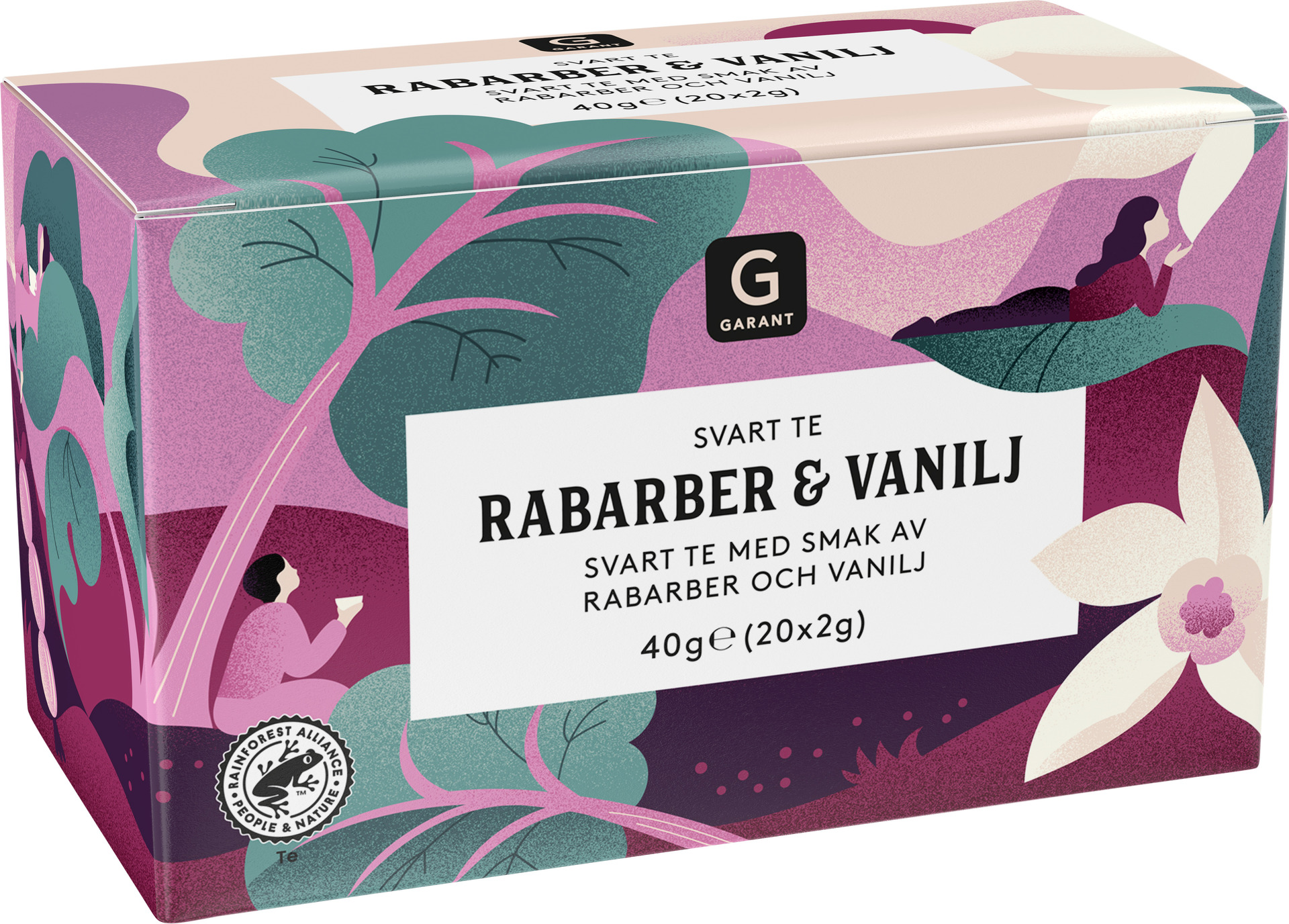 Köp Garant Svart Te Rabarber & Vanilj 40 g | Apohem