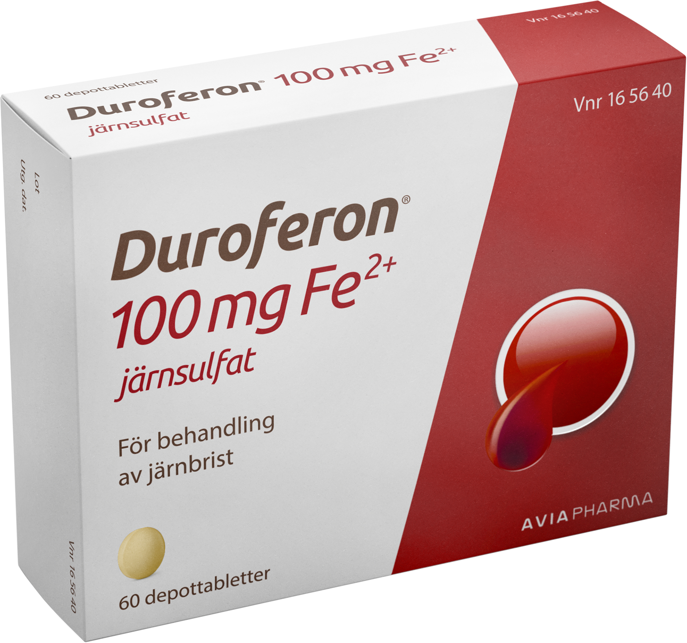 Köp Duroferon 100mg Fe2+ Järnsulfat 60 depottabletter | Apohem
