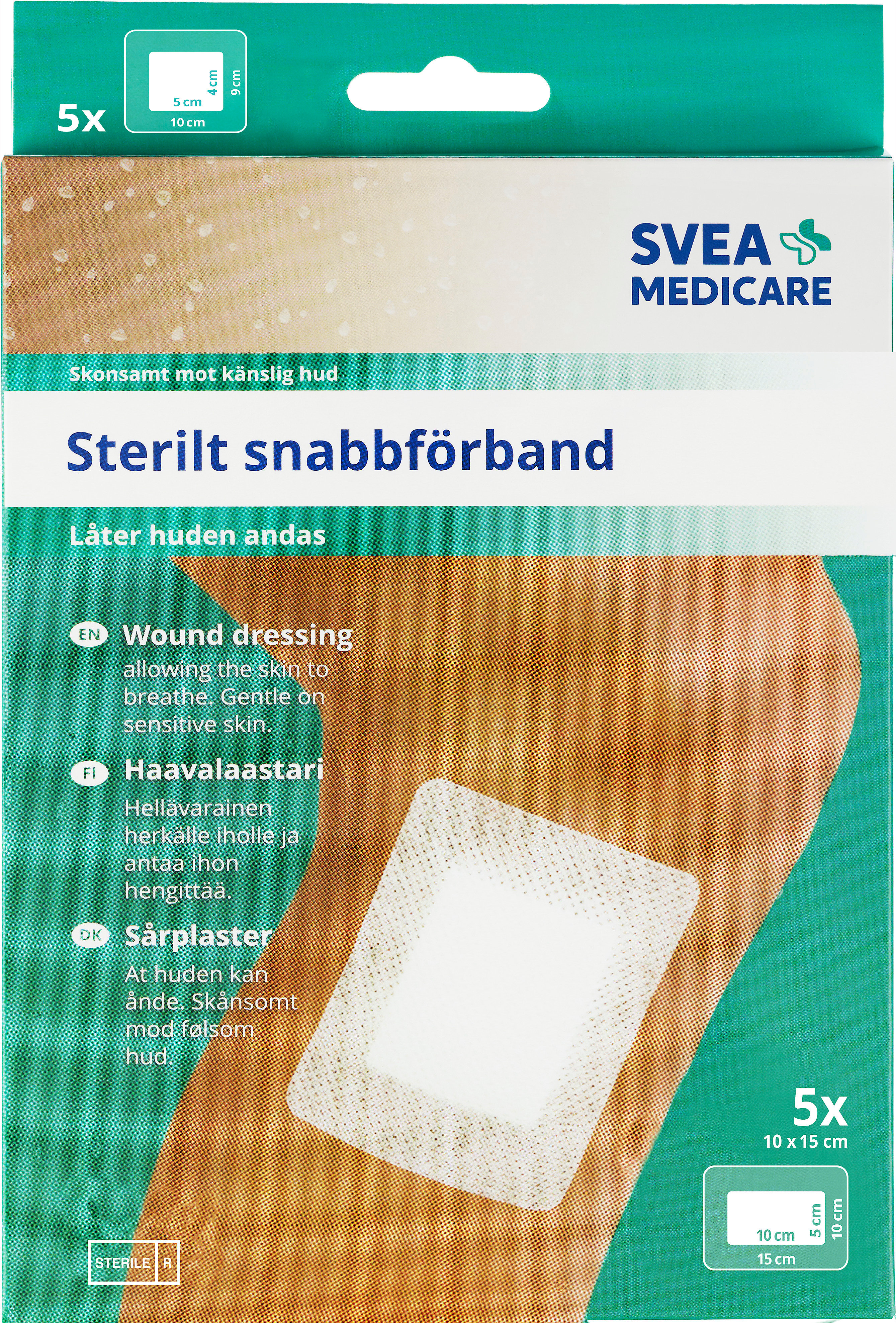 Köp Svea Medicare Sterilt Snabbförband 10 x 15 cm 5 st | Apohem