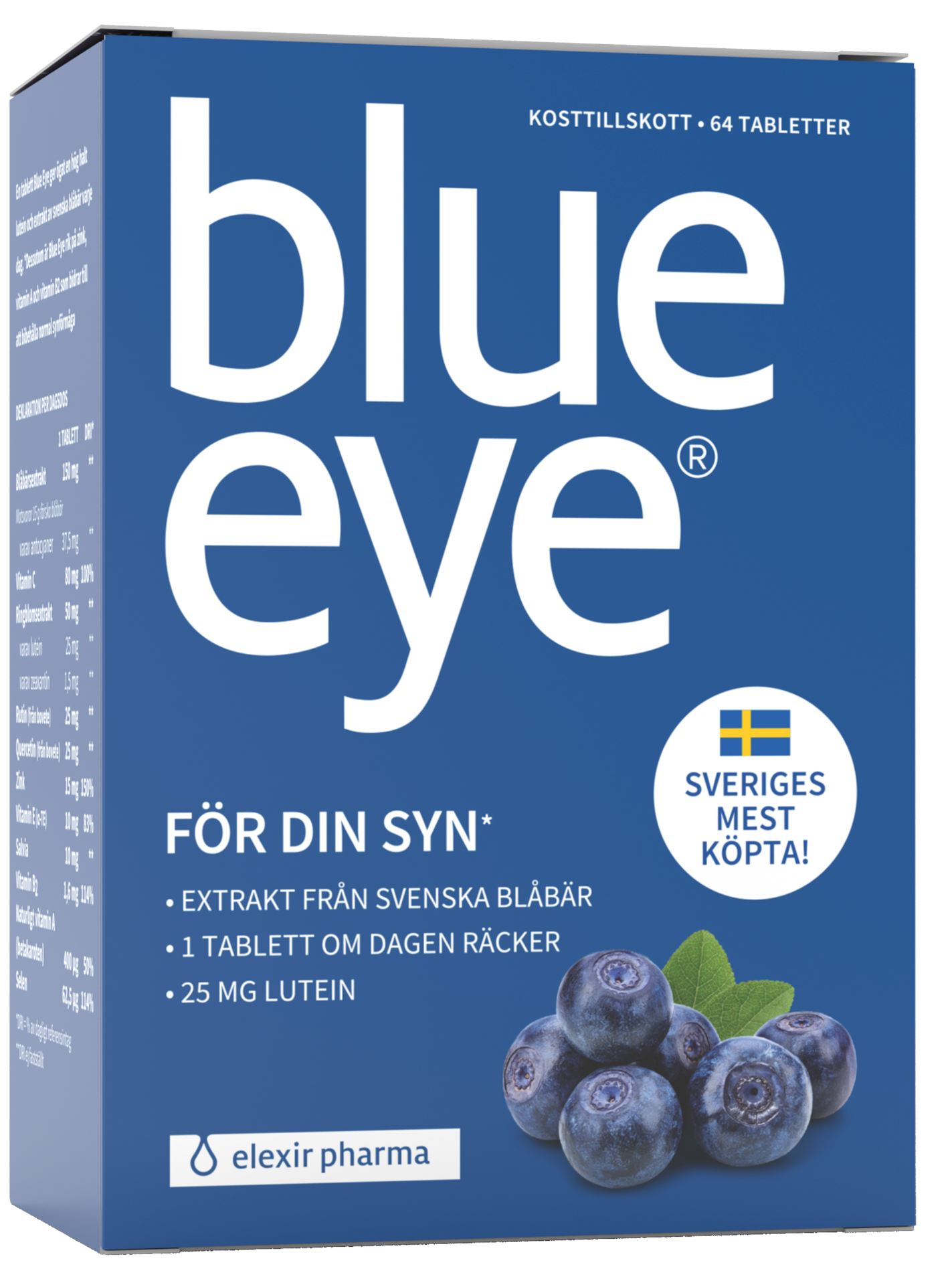 Köp Elexir Pharma BlueEye Blåbär & Lutein 64 tabletter | Apohem